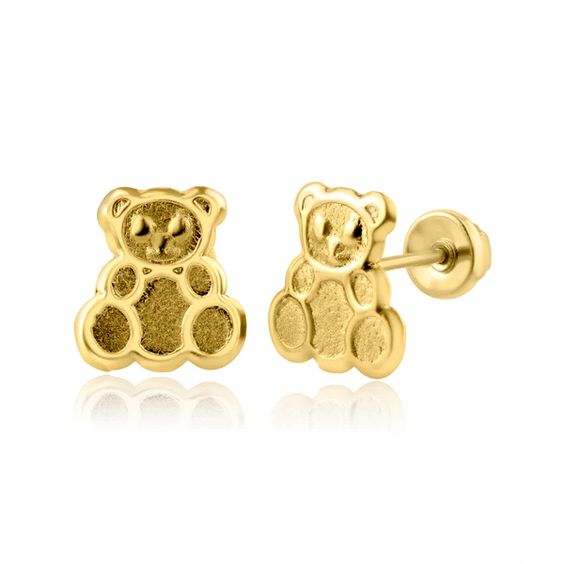 14K Gold Teddy Bear Stud Earrings – In Plush